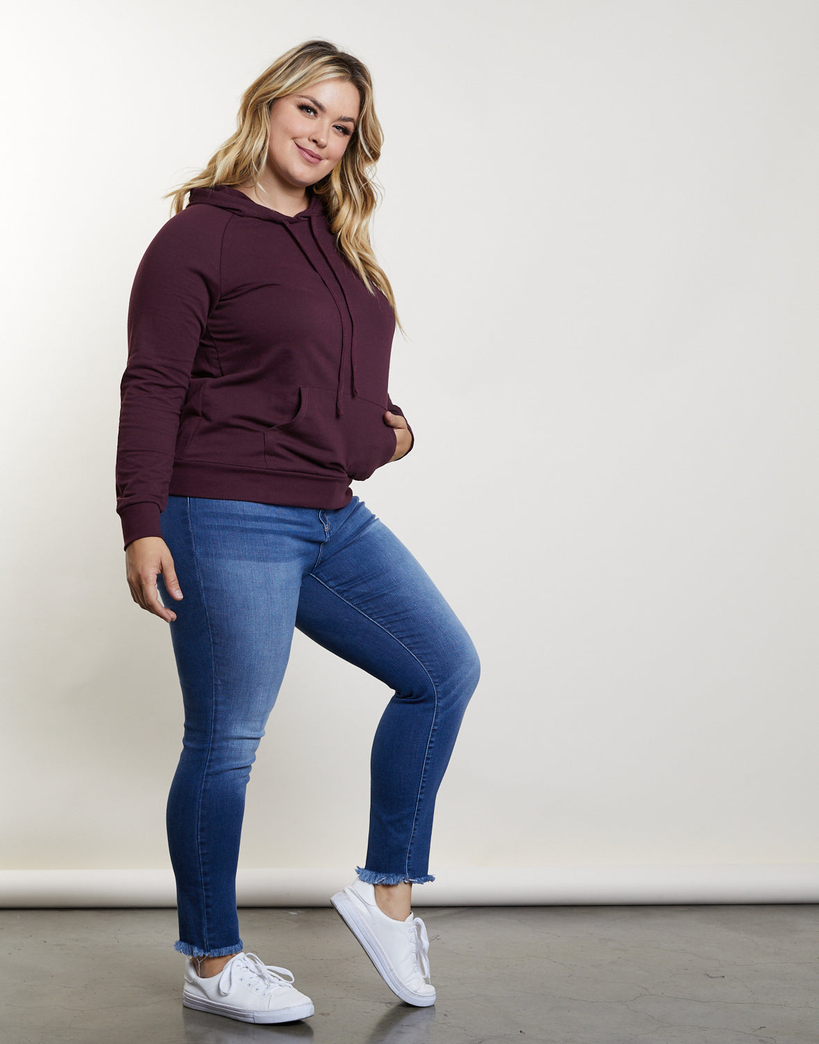 Plus Size Laid-Back Hoodie - Cute Plus Size Hoodie - Plus Size Sweater ...