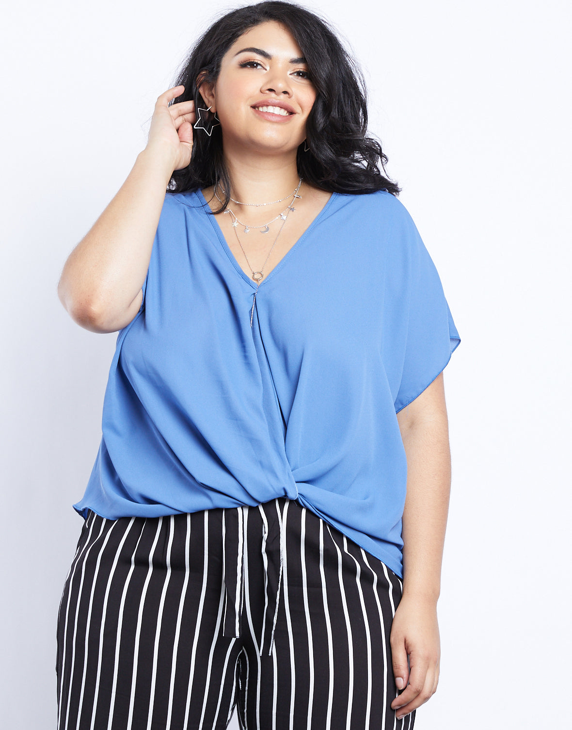 Plus Size Wrap Me Up Chiffon Twist Front Top - Plus Size Blouse – 2020AVE