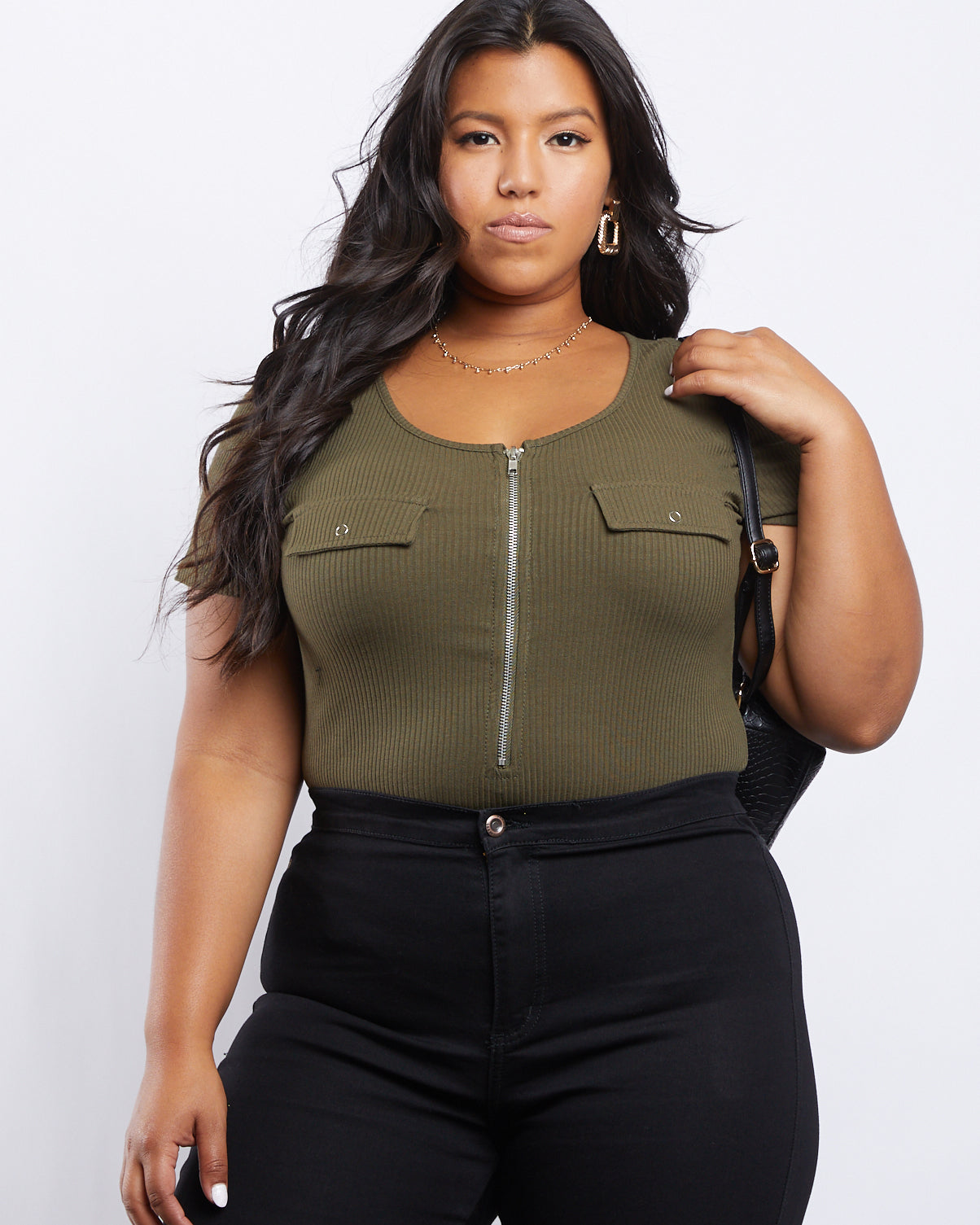 Plus Size Zip It Up Bodysuit - plus size bodysuits and rompers – 2020AVE