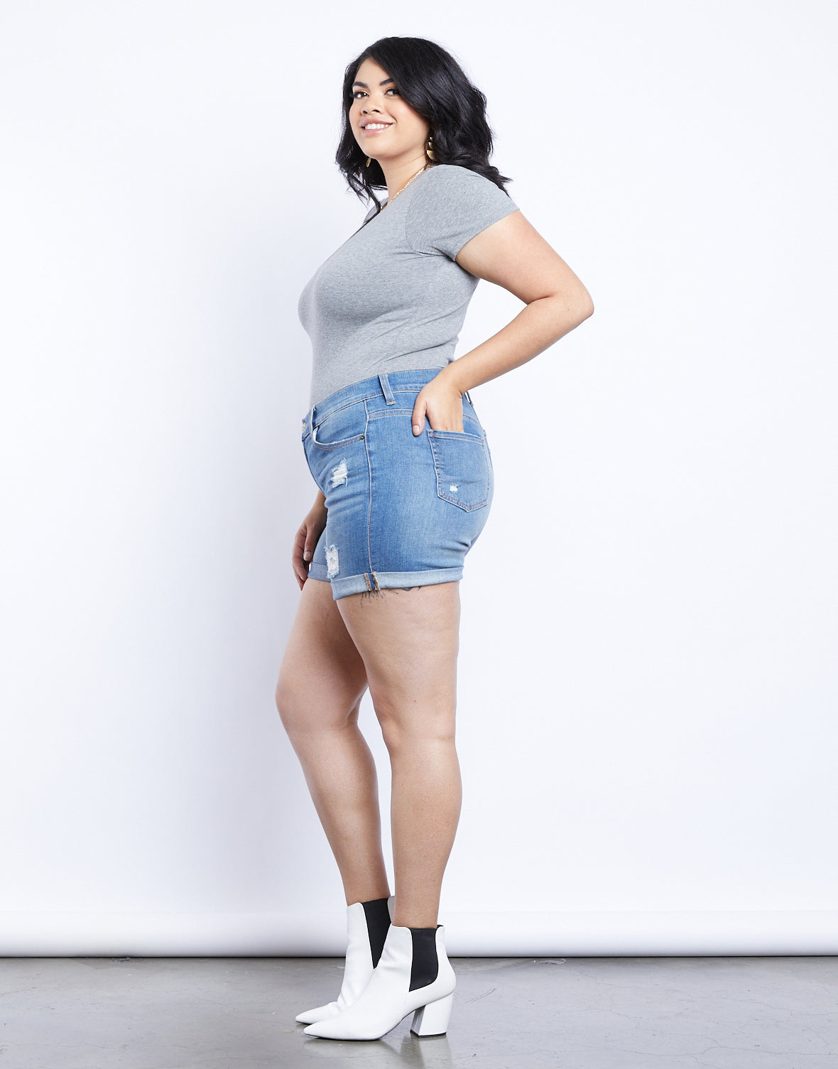 Plus Size Everyday Basic V-neck Tee Bodysuit - Plus Size Basic Tee – 2020AVE